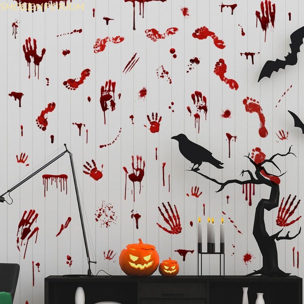 สติกเกอร์ติดผนัง Halloween ลายมือพิมพ์, กันน้ำสำหรับตกแต่งบ้าน tema ...