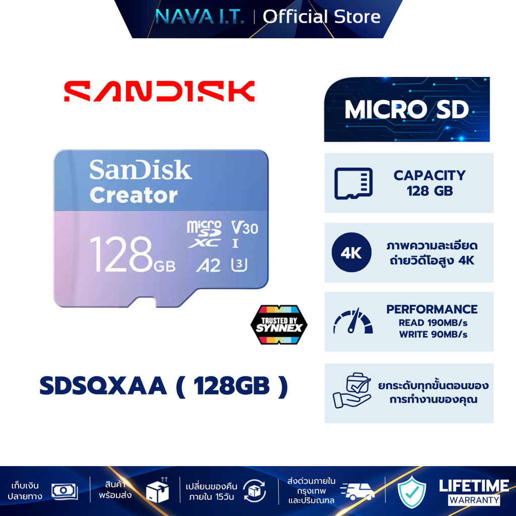 SANDISK Micro SD Card Creator 128GB เอสดีการ์ด R 190MB/s W 90MB/s ...