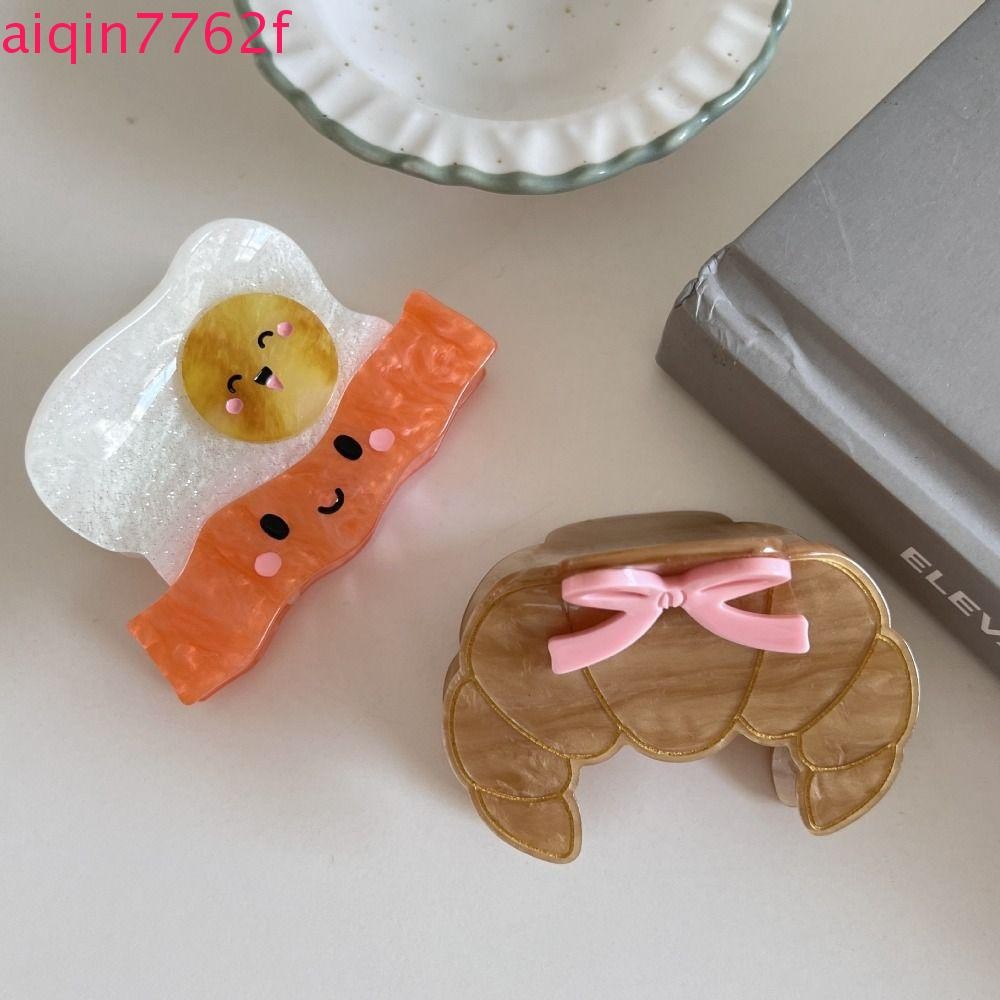 AIQINF Croissant Shark Clip, น่ารักหวาน Acetate ผม Crab คลิป, น่ารัก ...