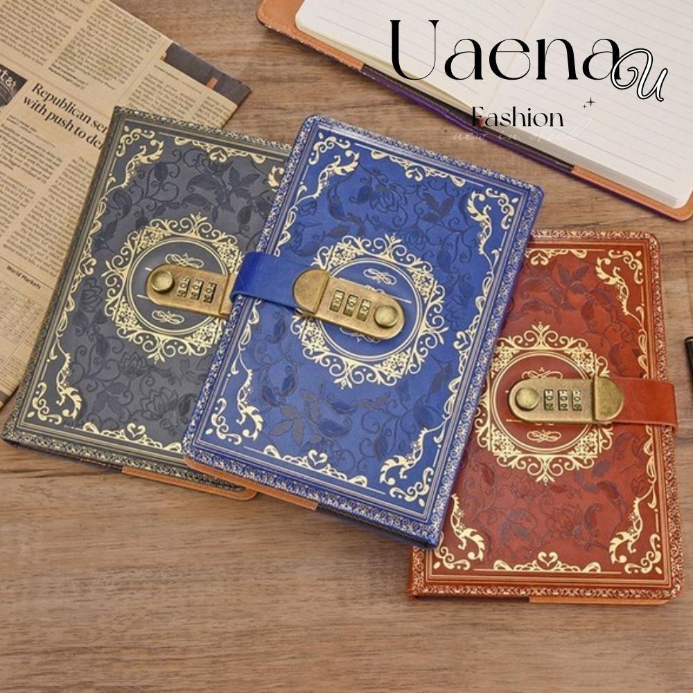 UAENAU Combination Lock a5 Journal Notebook, Retro สไตล์ล็อค PU หนัง ...