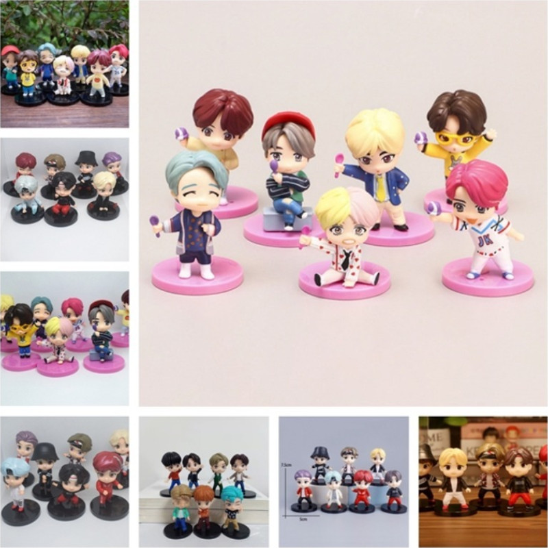Tinytan BTS Action Figure Collection 7 ชิ้น Jimin V Jungkook Suga RM J ...