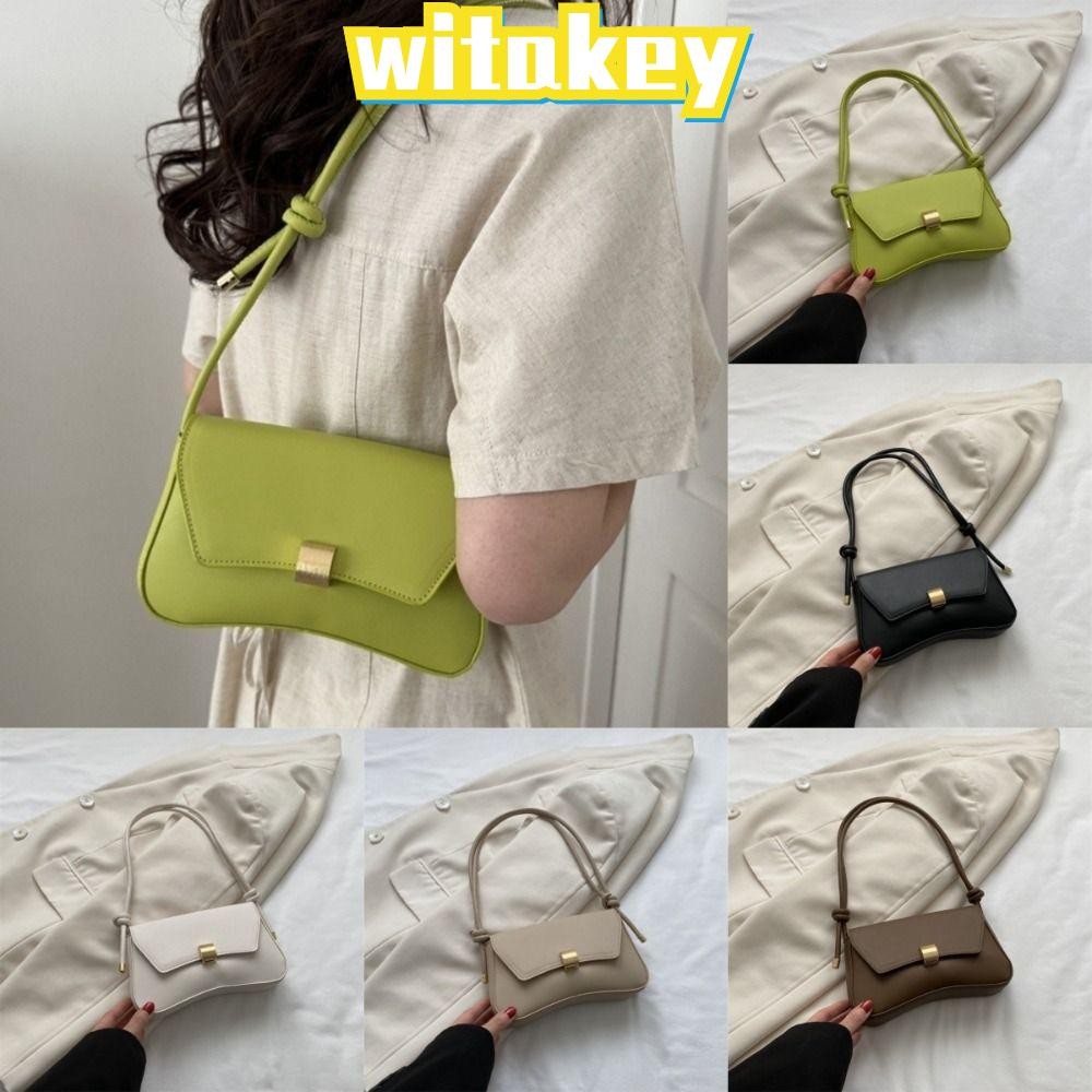 WITAKEY กระเป๋าวินเทจหนัง PU กันน้ำ น้ำหนักเบาที่มีสีทึบ เป็นของขวัญวันหยุดที่ดี | Shopee Thailand