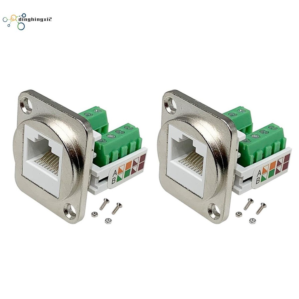 2PCS RJ45 แผง Mount สกรู Terminal อะแดปเตอร์, RJ45/8P8C หญิงแผง Mount Connector, RJ45 Solderless ...