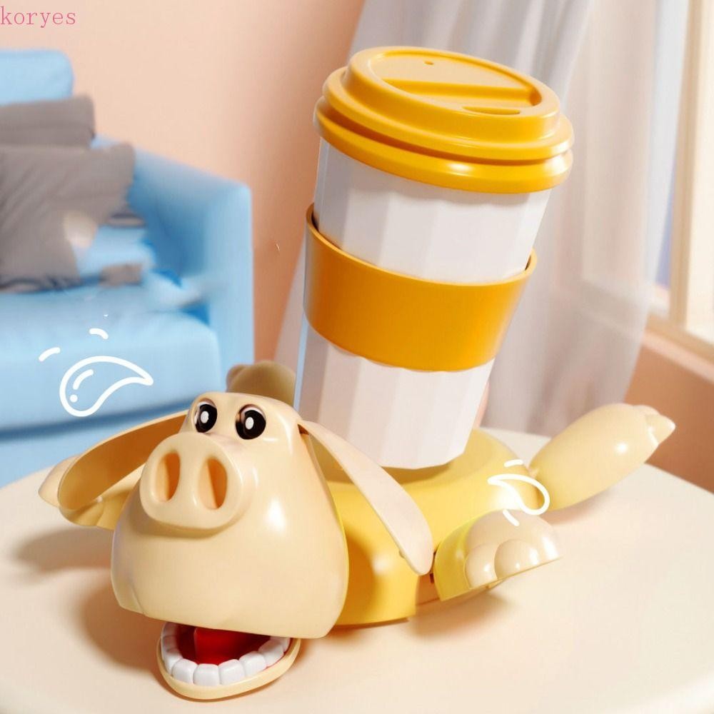 KORYES Panicked Piggy Coaster, ABS กด Piggy ถ้วย Pad Quirky ของเล่น ...