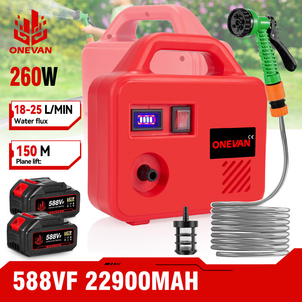 ONEVAN 260W 150M ปั๊มน้ําไฟฟ้าเครื่องรดน้ําอัตโนมัติ 21V ชาร์จสวน ...