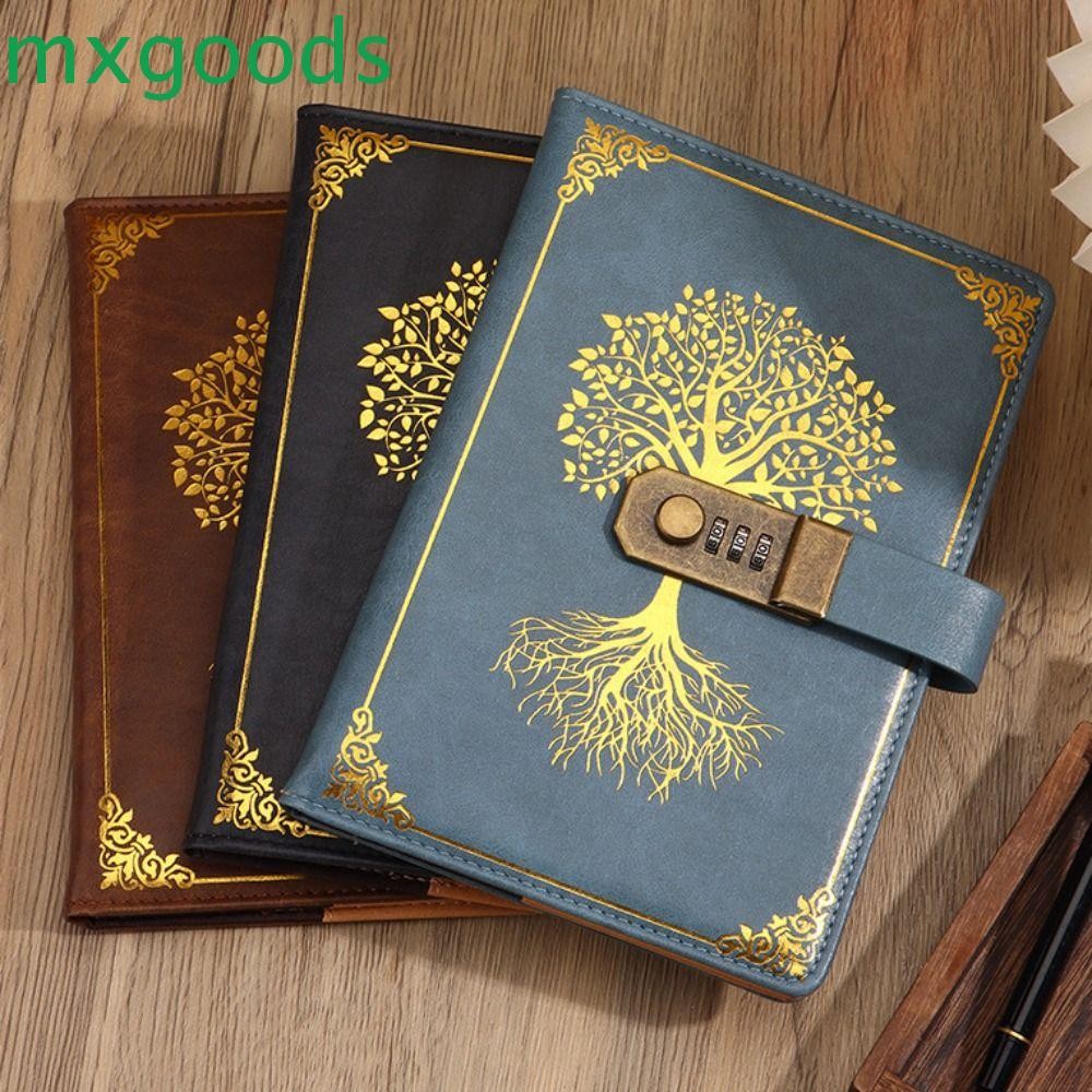 สมุดบันทึกรหัสผ่าน MXGOODS,สมุดไดอารี่เครื่องเขียน A5 Notebook พร้อมตัวล็อค,หนาป้องกันความลับ ...
