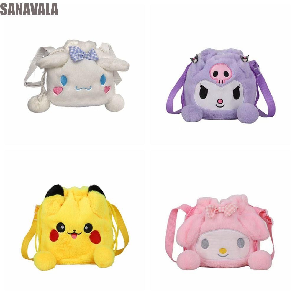 กระเป๋าคาดเอว SanaVala ลาย Pikachukuromi พร้อมสายลาก พิมพ์ลายอนิเมะ ...