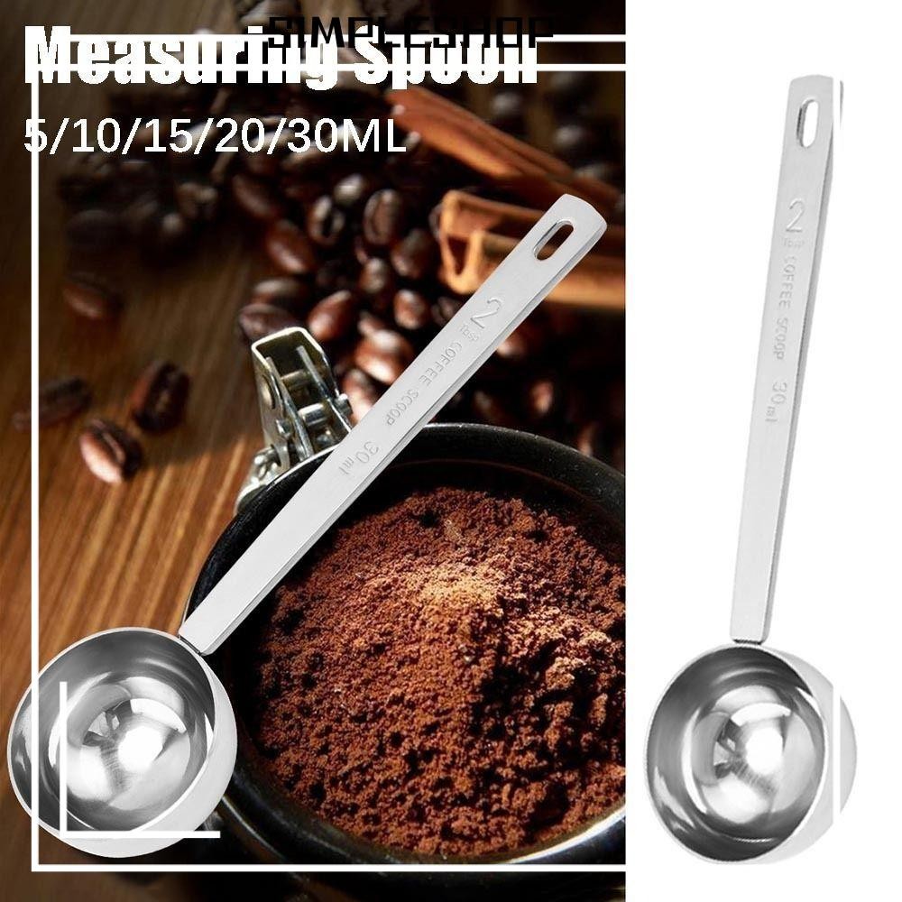 SIMPLESHOP ช้อนตวง, การผสมผสานที่ตักกาแฟสแตนเลส, คุณภาพสูง Thicken 5/10/15/20/30ML ช้อนผงกาแฟ ...