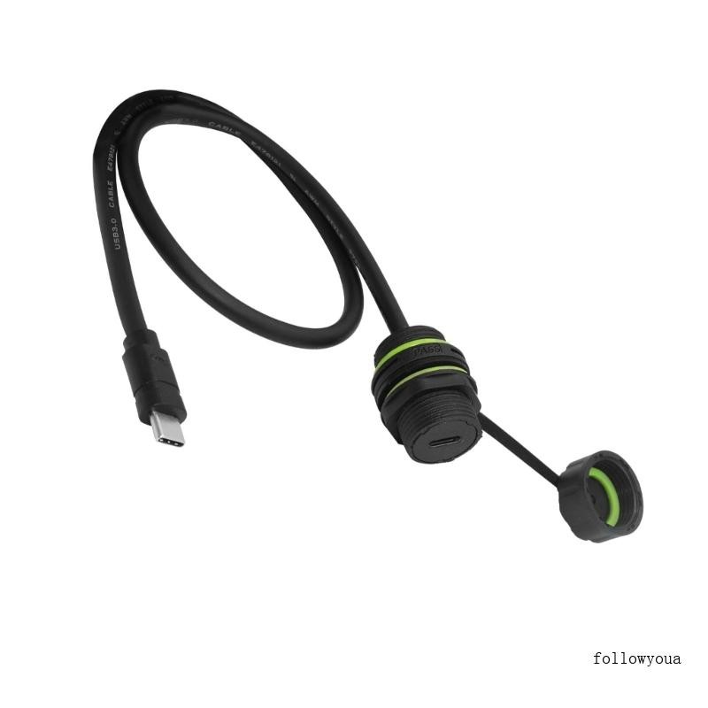 Fol IP68 กันน้ํา USB C 3 1 อะแดปเตอร์แผงกลางแจ้ง Mount สายโลหะไนลอน ...