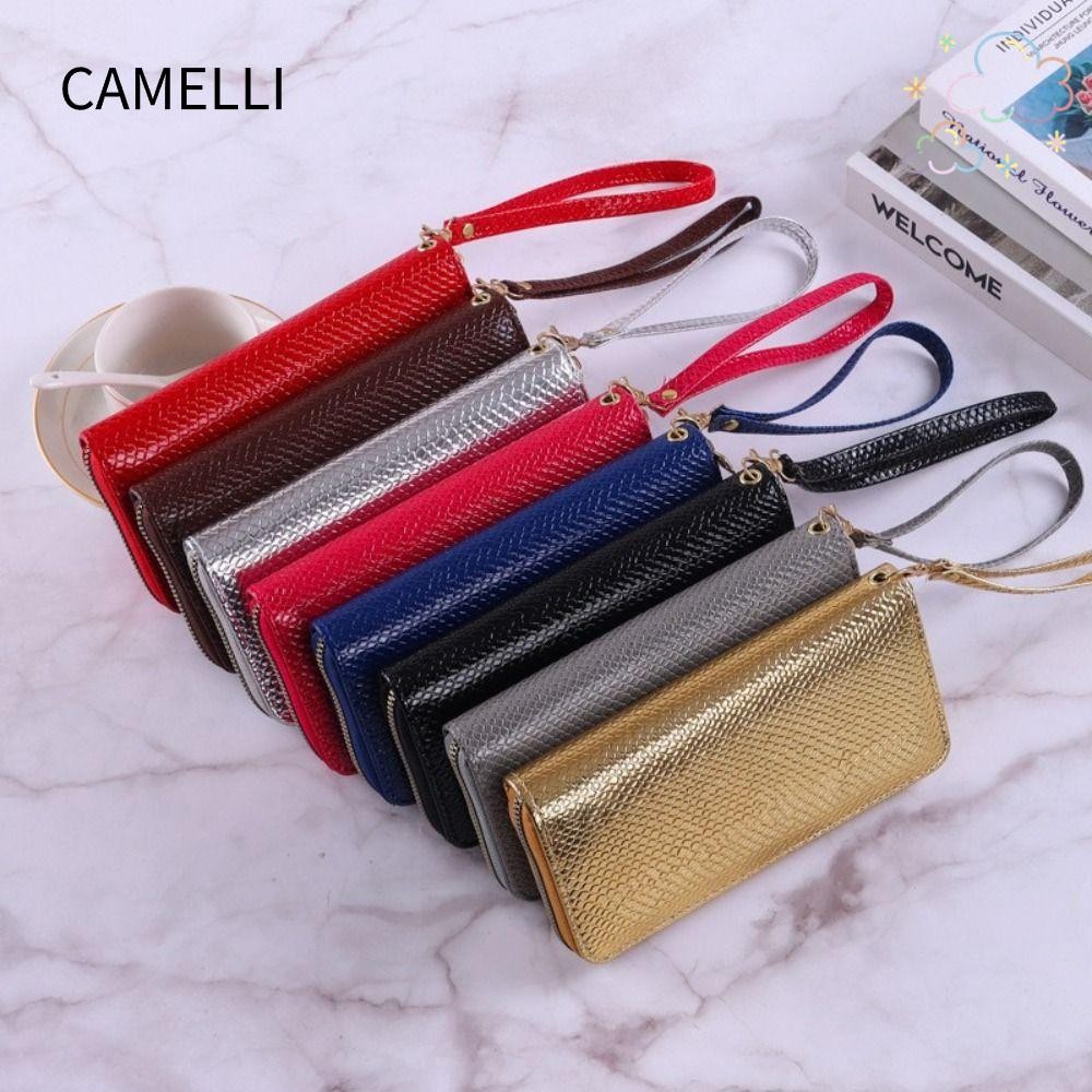 CAMELLI กระเป๋าสตางค์ผู้หญิง หนัง PU ลายงู ดีไซน์มินิ멀ิสต์ พร้อมซิปรองรับของได้เยอะ | Shopee ...