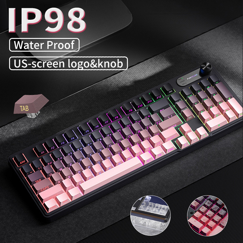 FURYCUBE IP98 Mechanical Feel คีย์บอร์ดกันน้ําคอมพิวเตอร์เกมเล่นเกม ...