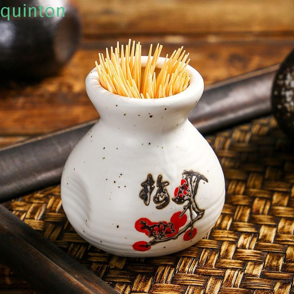 QUITON กล่องไม้จิ้มฟัน, Simple Retro เซรามิคผู้ถือไม้จิ้มฟัน,ภาชนะ Mini ...