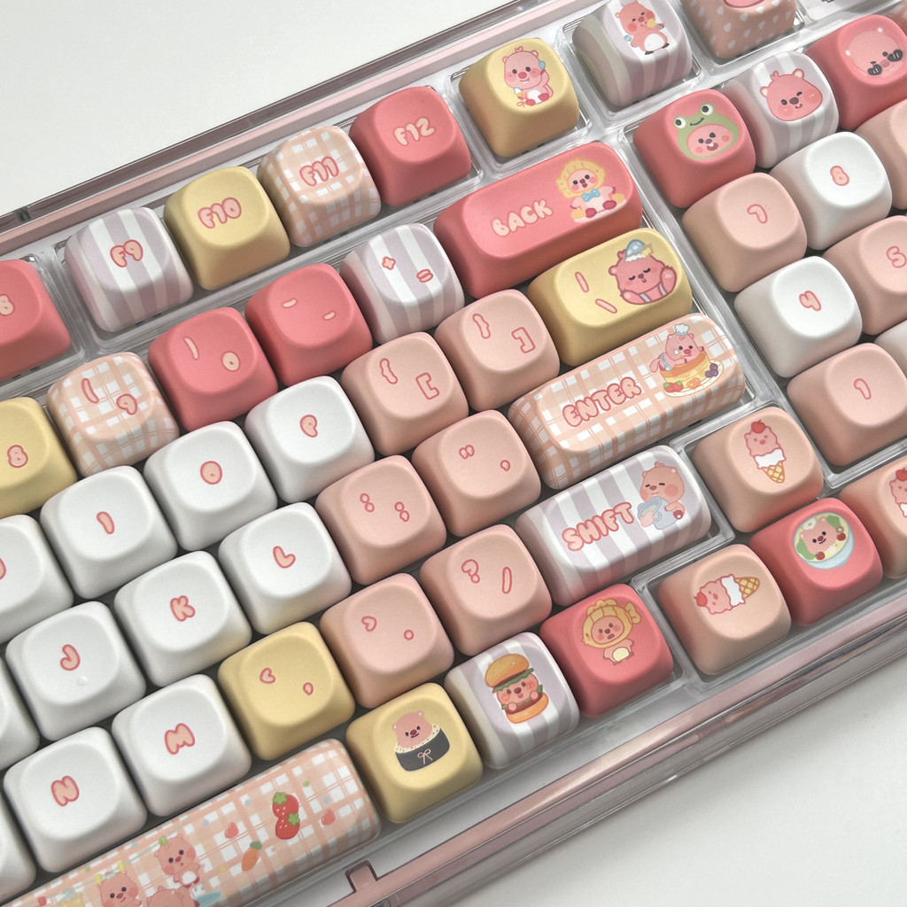 Loopy Keycap 130 คีย์ PBT MOA โปรไฟล์การ์ตูนห้าด้าน Dye Sublimation ...