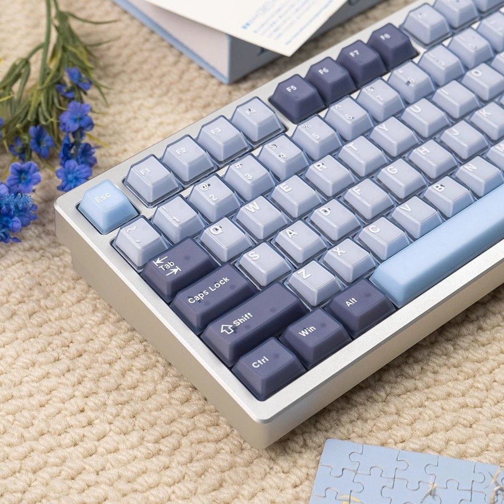 Blue Coconut Bubble Semi-Transparent Mechanical Keyboard Keycap Full ...