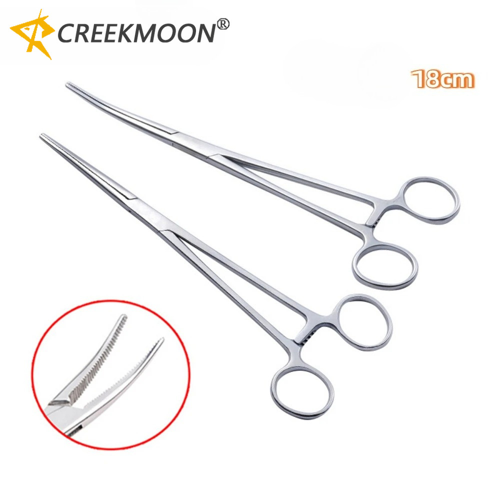 สแตนเลสล็อคคีม Arterial ผ่าตัดคลิปโค้งตรง Fishhook Forceps Hemostatic ...