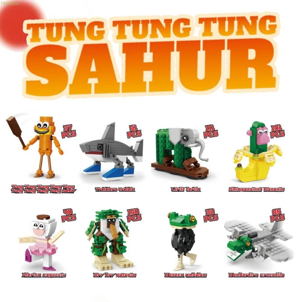 TWINKLE อิตาเลี่ยน Brainrot Building Blocks, Shark อิฐโต๊ะเครื่องประดับ ...