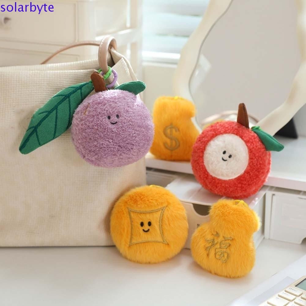SOLARBYTE จี้สายผลไม้, กระเป๋าอวยพรการ์ตูน Litchi Key แหวน, Creative Tomato PP Cotton น่ารัก ...