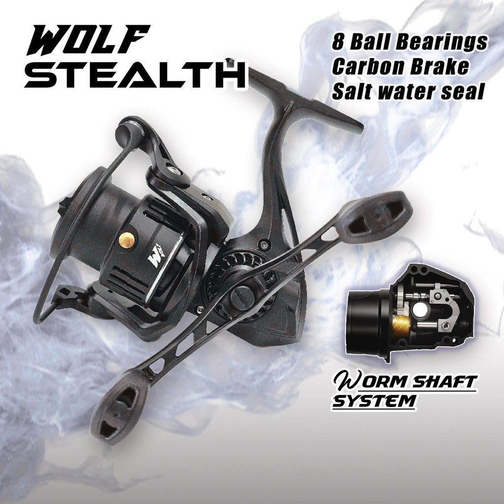 WOLF STEALTH รอกตกปลา ระบบเฟืองหนอน ทนน้ำเค็ม แขนคู่ เบรกคาร์บอน รอก ...