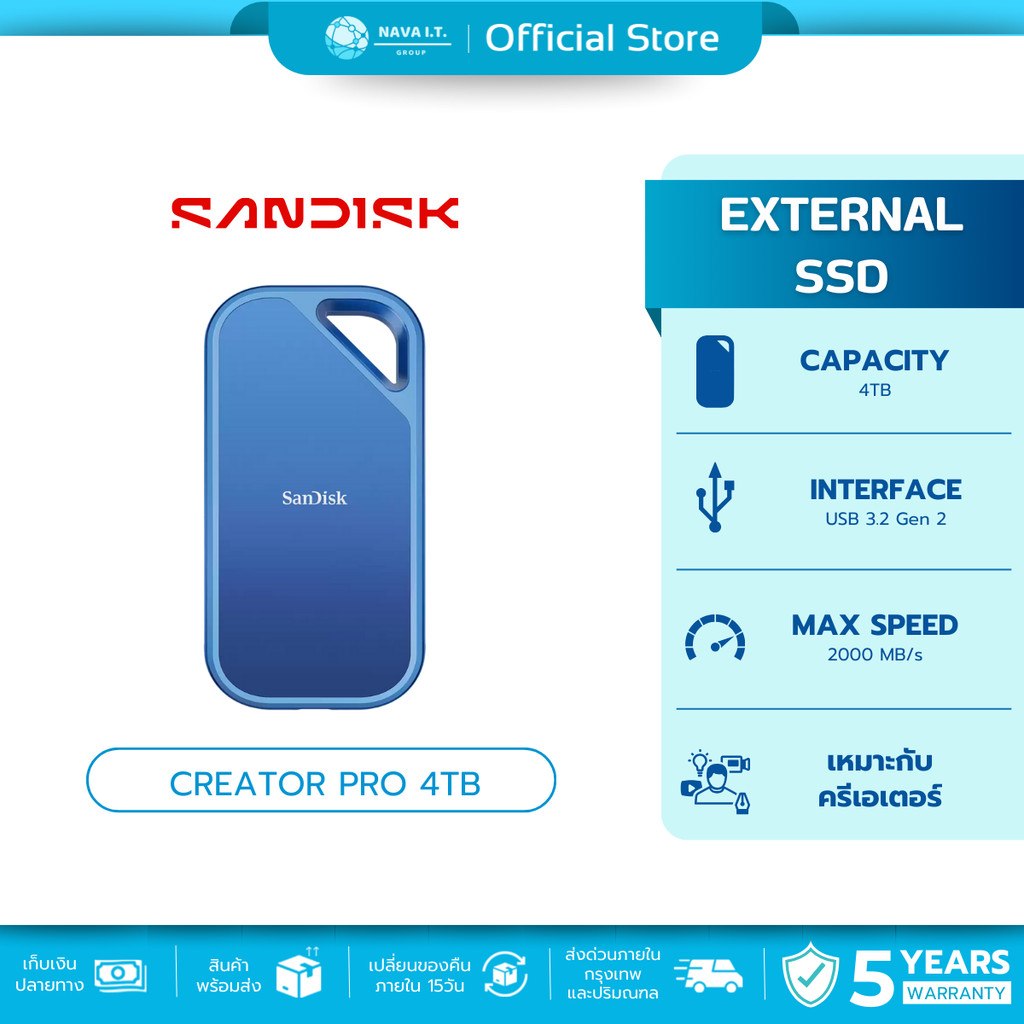 SanDisk External SSD Content Creator 4TB (SDSSDE81C-4T00-G25) Extreme ...