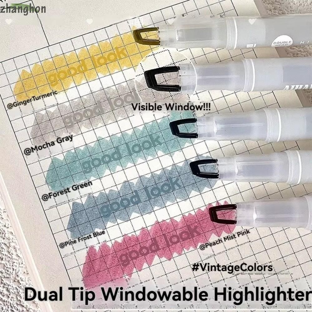 ZHANGHONG 5 สี/เซ็ตเคล็ดลับ Highlighter ปากกา, Double Head สีพาสเทล ...