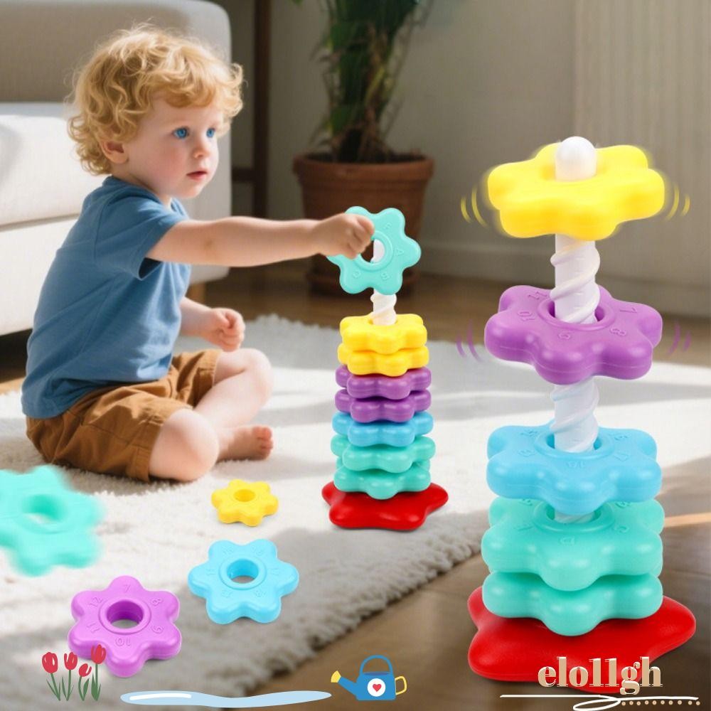 ELOGH Rainbow Spinning Tower, Montessori Early Educational Toys Baby ...