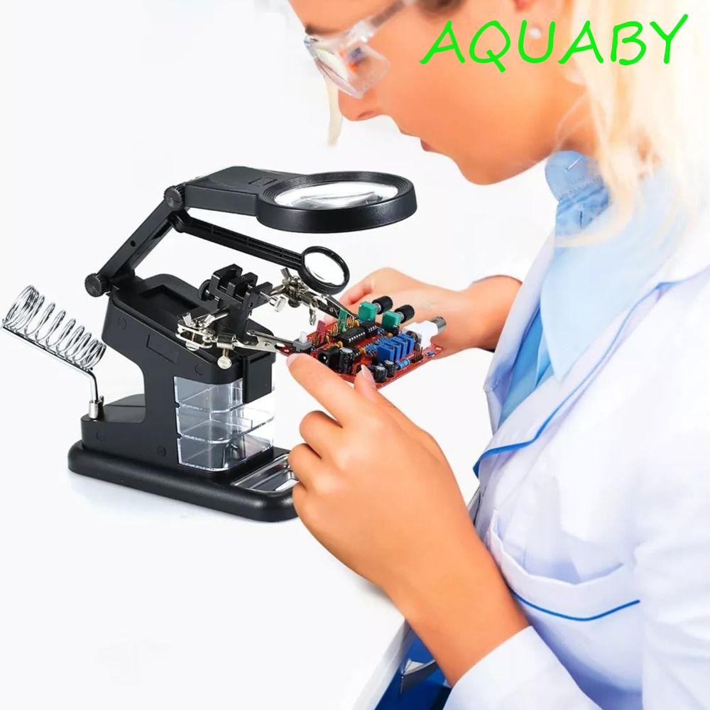 AQUABY ซ่อมโทรศัพท์เครื่องมือ, 3X/4.5X/25X เลนส์ 10 ไฟ LED แว่นขยาย, Loupe คลิปเสริมเดสก์ท็อป ...