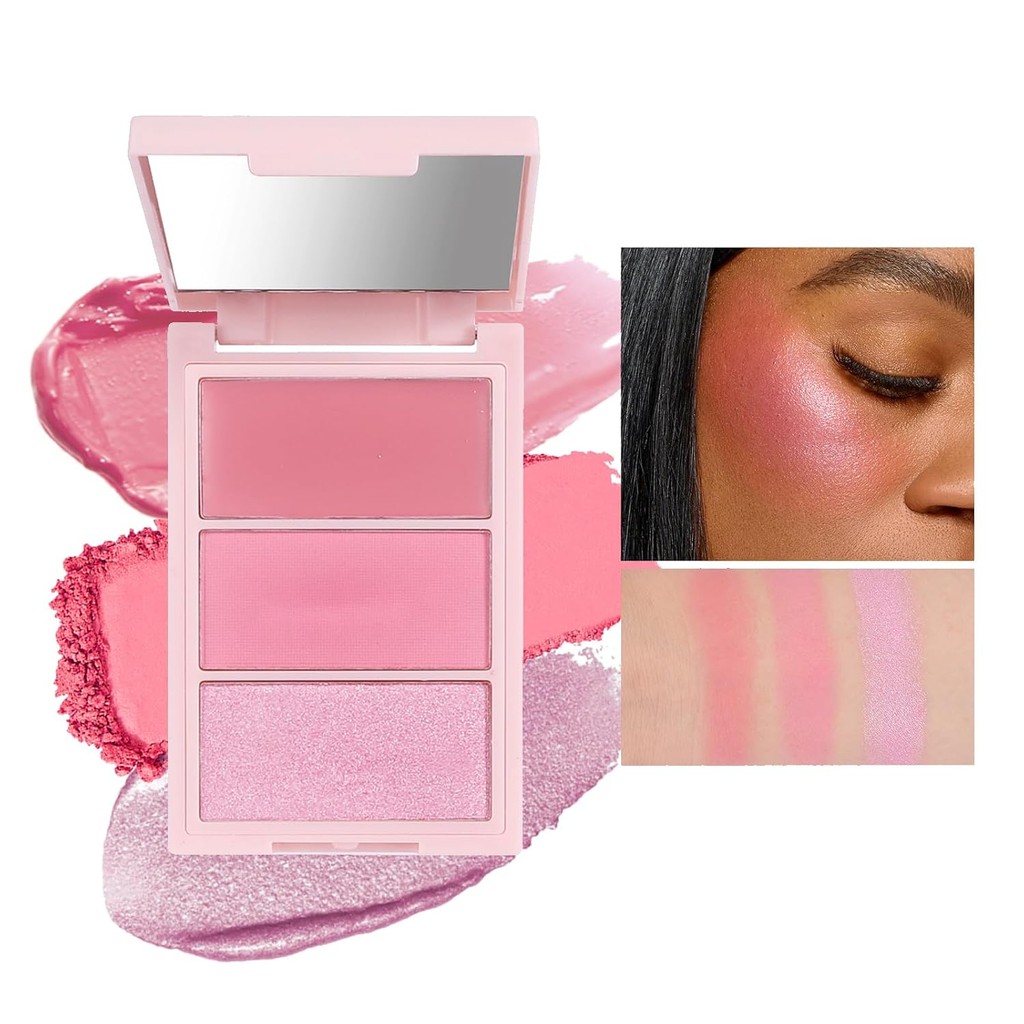 3D Blush Palette, Multi-Use Makeup Powder Pink Blush Palette Glow ...