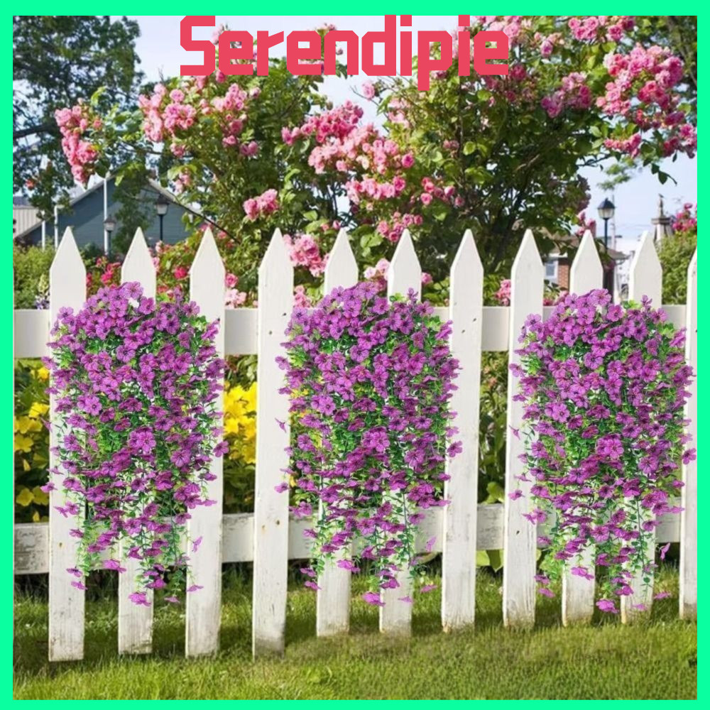 SERENDIPIE ดอกไม้ประดิษฐ์, วัสดุหวาย Silk Daisy Morning Glories Vines, Faux Greenery Eucalyptus ...