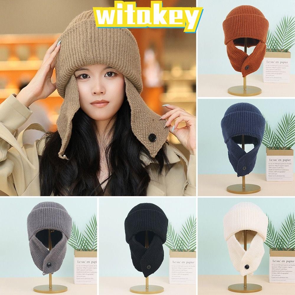 WITAKEY หมวกถักหูฟัง หนานุ่ม อุ่น สำหรับฤดูหนาว ดีไซน์แฟชั่นและป้องกันลม | Shopee Thailand