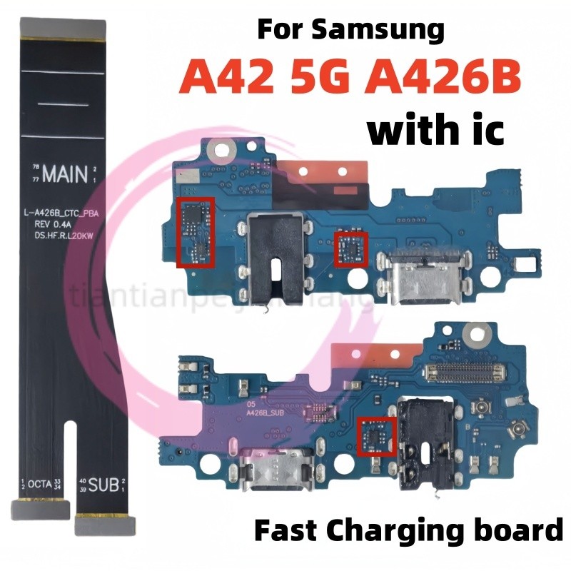 สําหรับ Samsung A42 5G A426B USB ชาร์จ Dock พอร์ตไมโครโฟนไมโครโฟนเชื่อม ...