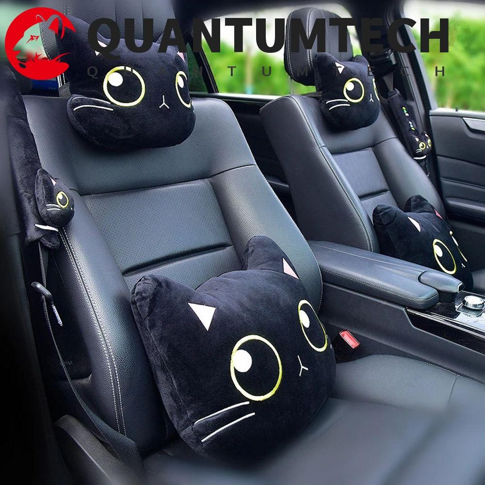 QUANTUMTECH พนักพิงศีรษะรถอุปกรณ์เสริมน่ารักกระจกมองหลังฝาครอบที่นั่งสนับสนุนแมวดําการ์ตูนแมว ...