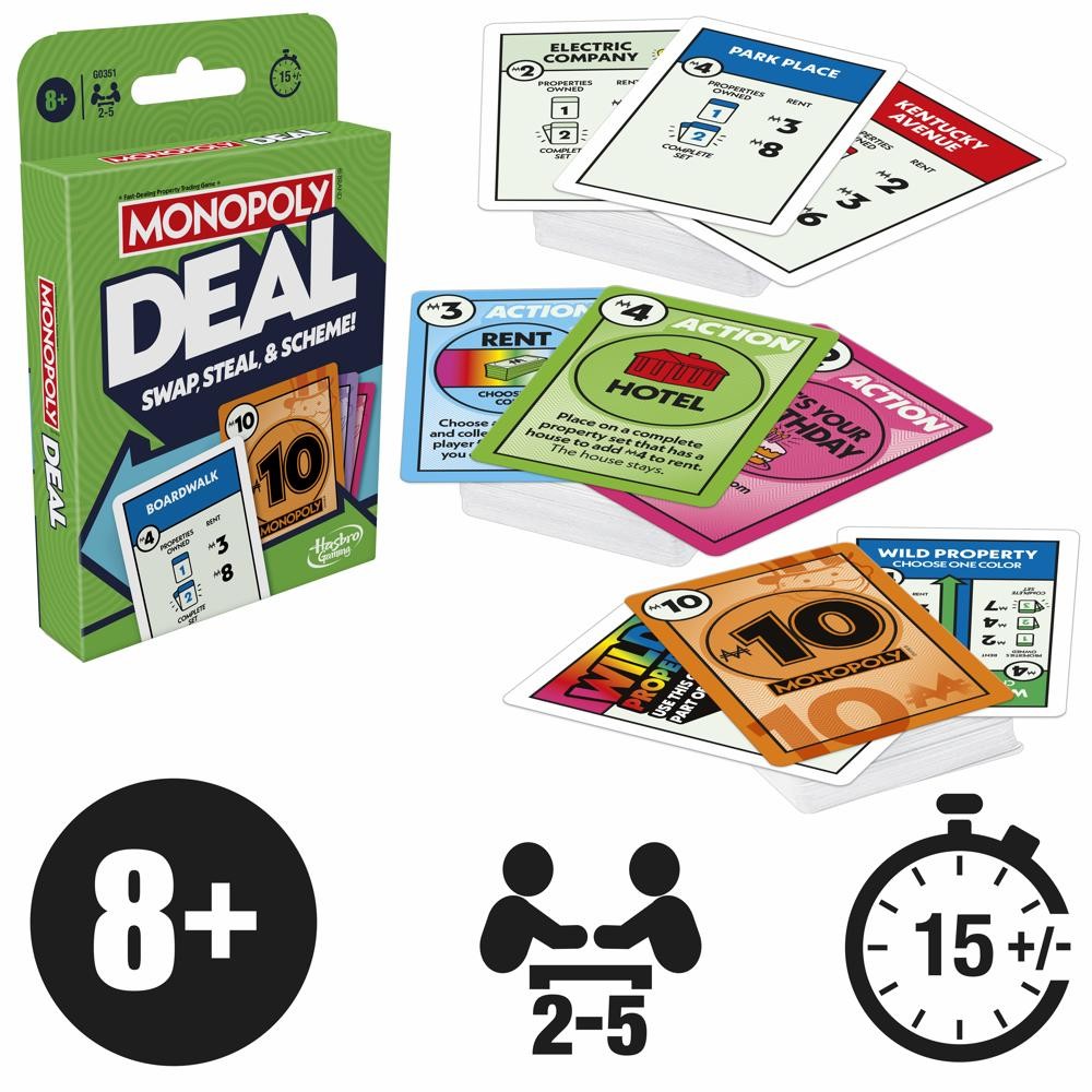 การ์ดเกม Monopoly Deal - Swap Steal Strategy Board Game for Family Fun ...