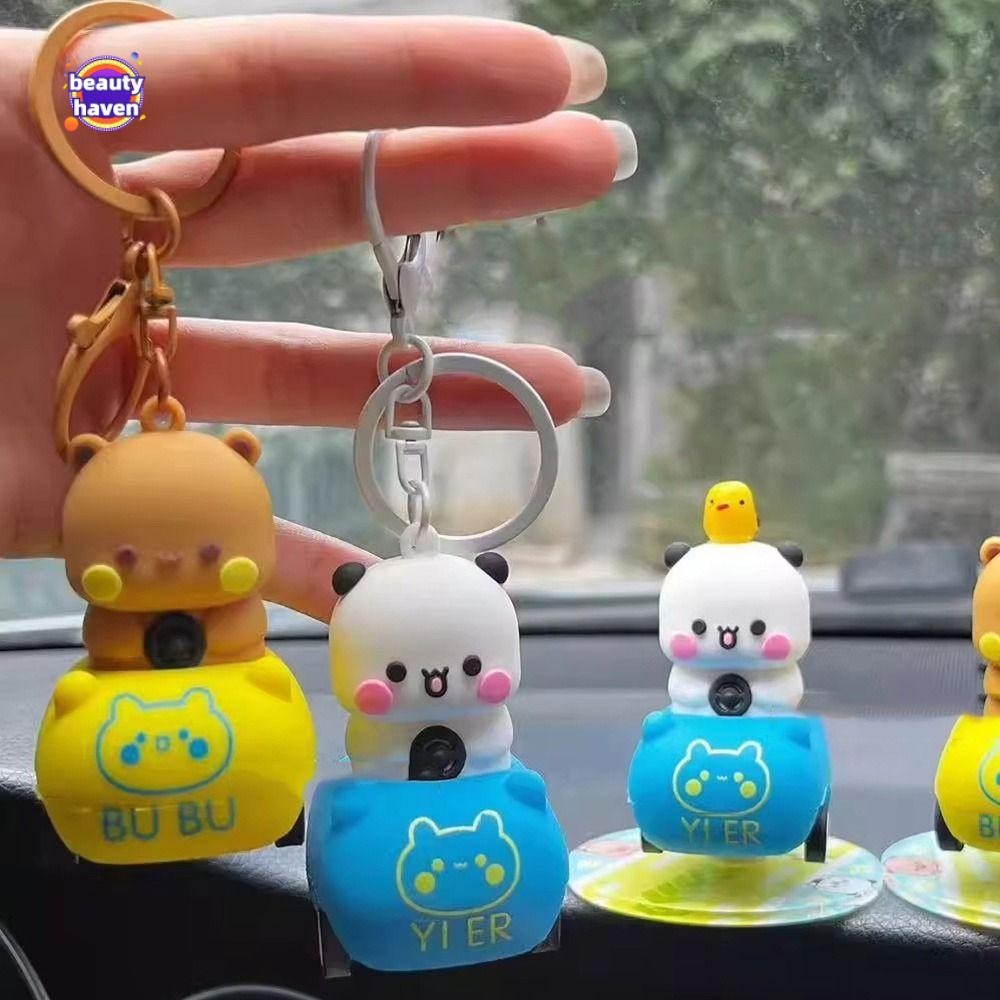 BEAUTYHAVEN 1 ชิ้น/คู่ Bubu Dudu พวงกุญแจรถ,การ์ตูน Creative Bubu Dudu Panda Bear พวงกุญแจ ...