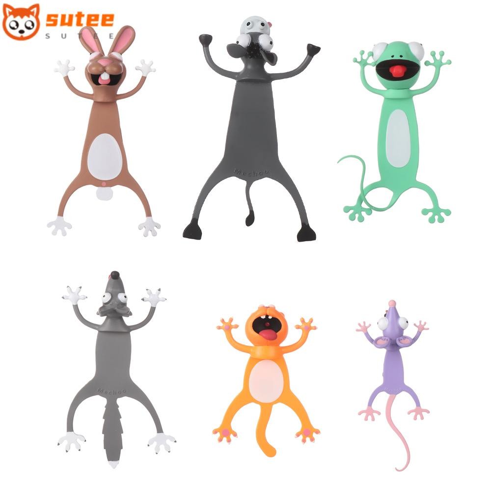 SUTEE การ์ตูนสัตว์สไตล์ PVC สร้างสรรค์เครื่องหมายหนังสือตลก | Shopee ...