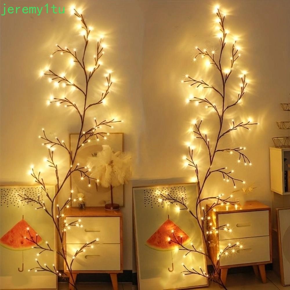 JEREMY ไฟ LED คริสต์มาส, เถาวิลโลว์ DIY สาขาต้นไม้ String Light, พืช ...