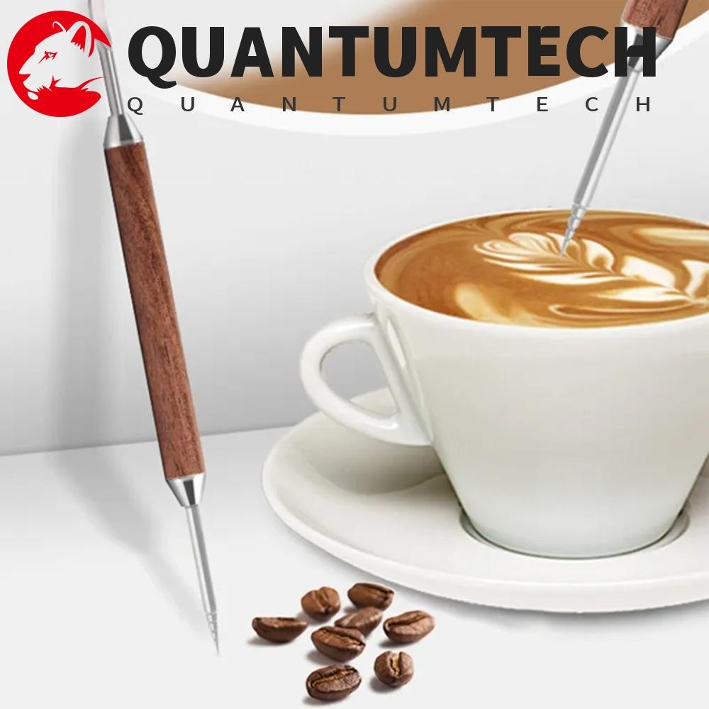 QUANTUMTECH เข็มกาแฟ,พร้อมกล่องไม้ Handle Coffee Latte Art ปากกา, Espresso ตกแต่งเครื่องมือกัน ...