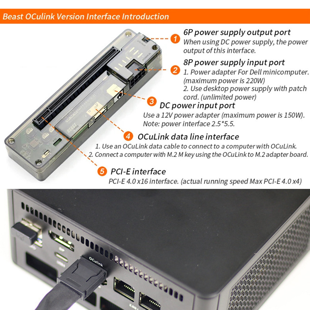 EXP GDC OCuLink GPU Dock 32 Gbps GPU Dock ภายนอกแท่นวางการ์ดกราฟิกแยกภายนอกฐานสําหรับมินิพีซี ...