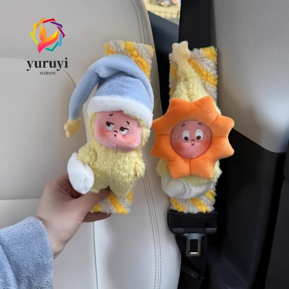 YURUYI แผ่นรองเข็มขัดนิรภัยรถยนต์, แผ่นรองสายรัดเบาะรถยนต์การ์ตูนดาว, ตุ๊กตาสากลสบายผ้าคลุมเบาะ ...