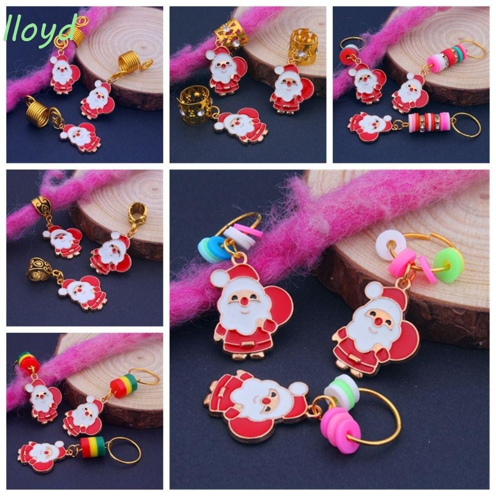 LLOYD 3 ชิ้นคริสต์มาสแหวนผม, Santa Claus Gold สี Dreadlocks ลูกปัด,หวาน ...