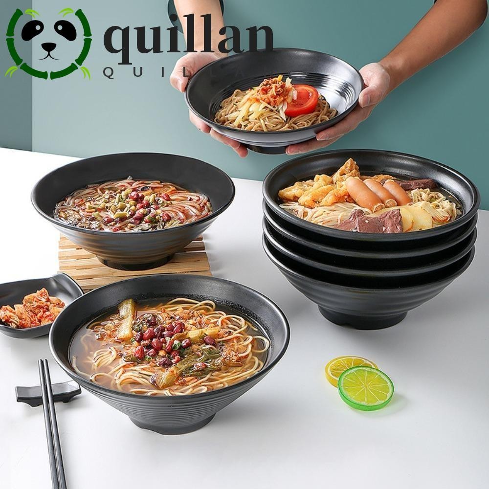 QUILLAN Ramen Bowl, Ring Stripes Pure Black Fruit Salad Bowl, ชามซุปทน ...