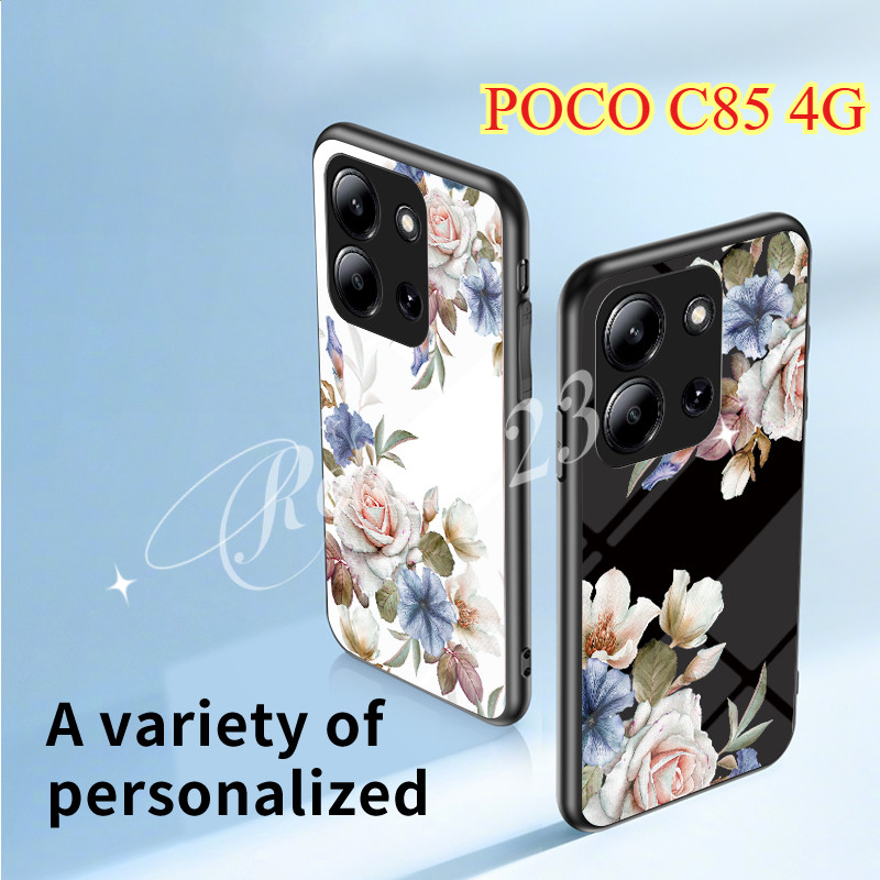 สําหรับ POCO C85 4G 2025 Xiaomi Poco C85 PocoC85 Poco C85 85C 4G 5G ปลอก 2025 ดอกไม้สีแก้วเคส ...