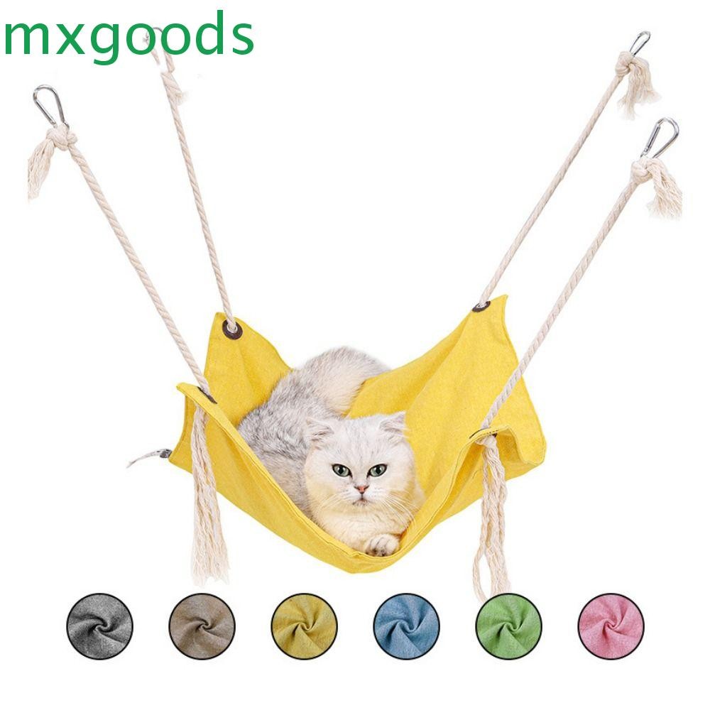 MXGOODS เปลญวนแมวผ้าลินิน,ระบายอากาศสีทึบกรงลูกแมวแขวนเตียง,สร้างสรรค์สวมทนด้วยพู่แมวนุ่มแกว่ง ...