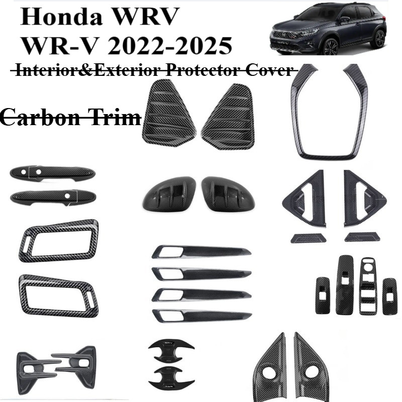 Honda WR-V WRV 2022-2025 Carbon Trim Interior&Exterior Protector Cover ...