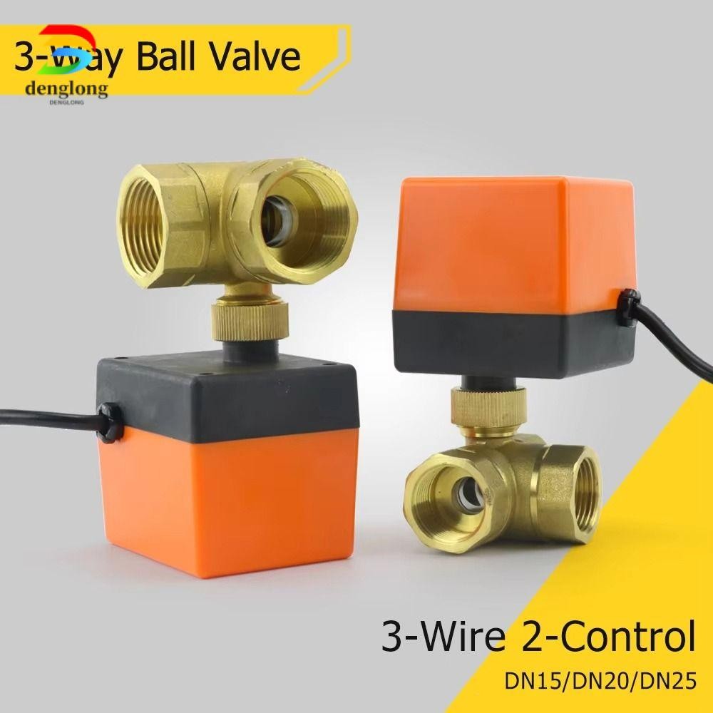DENGLONG 1 ชิ้นโซลินอยด์วาล์ว, 220V AC 12V DC 2-Way บอลวาล์วไฟฟ้า, สามสาย 2 ควบคุม DN15/DN20 ...