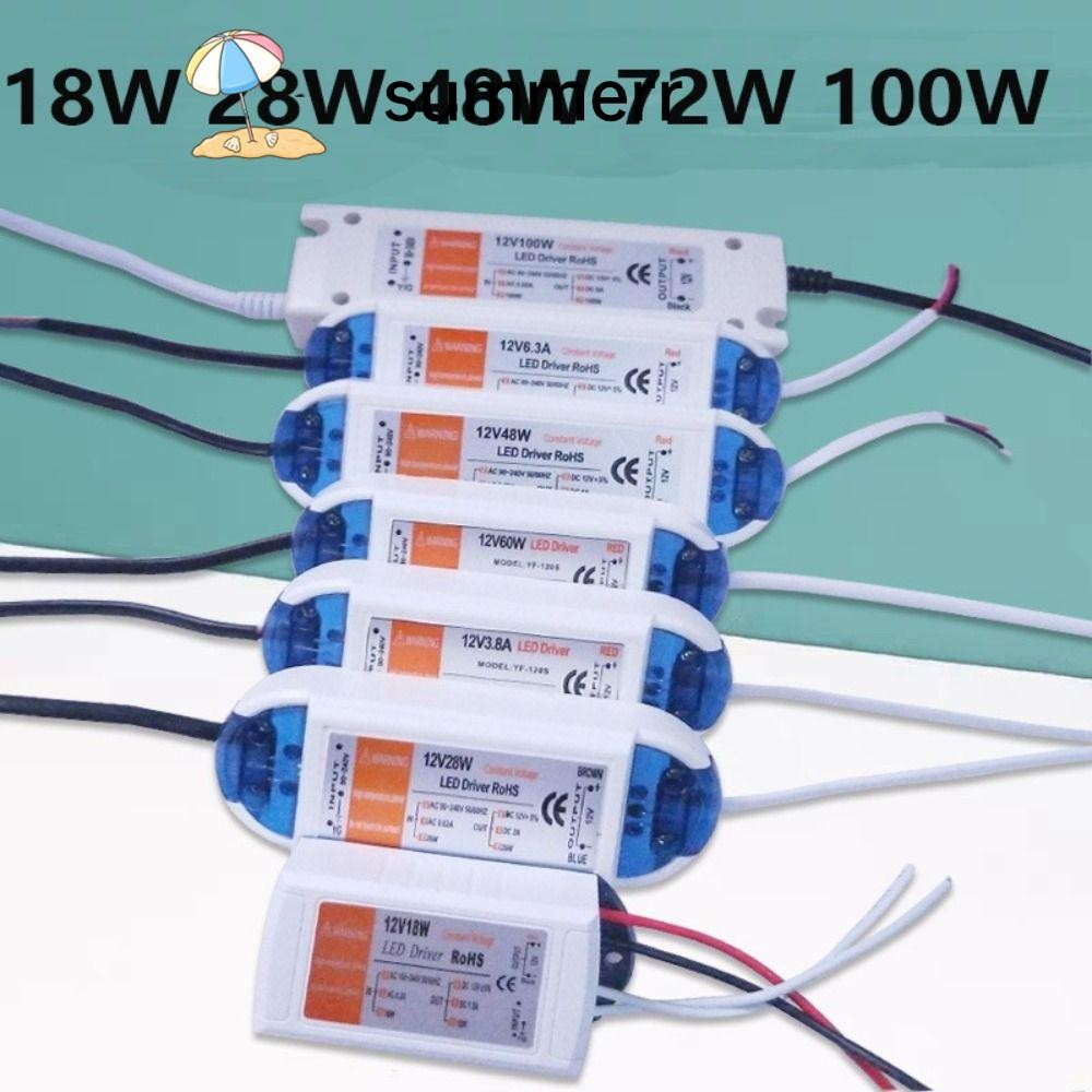 SUMMERR LED Light Transformers Adapter, DC12V 18W28W48W72W100W Driver Power Supply, Creative AC ...