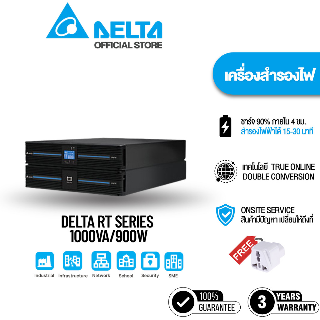 [สินค้าพร้อมส่ง] DELTA UPS RT Series 1000VA/900W เครื่องสำรองไฟฟ้าระบบ ...