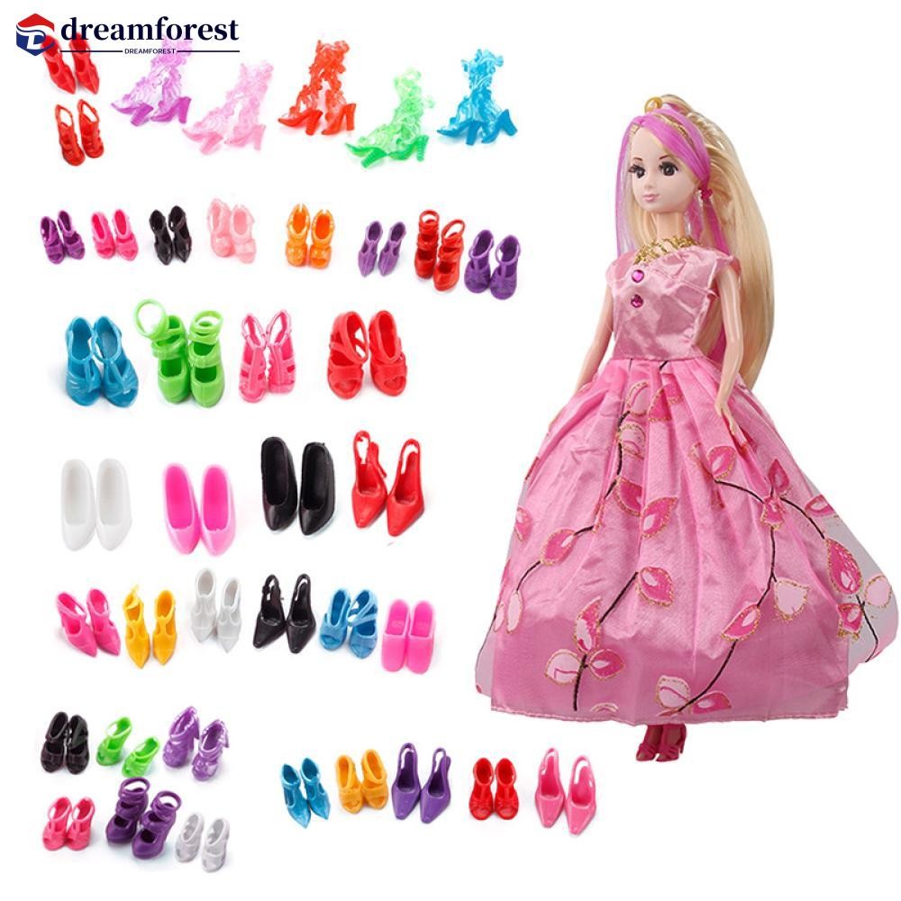 DFS 40 คู่หลากหลายรูปแบบรองเท้าส้นสูงรองเท้ารองเท้าสําหรับตุ๊กตาบาร์บี้สีสุ่ม | Shopee Thailand