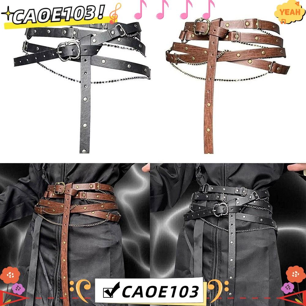 เข็มขัดโซ่ CAOE โลหะและหนังจำลอง ปรับขนาดได้ สไตล์กางเกงยีนส์ | Shopee ...