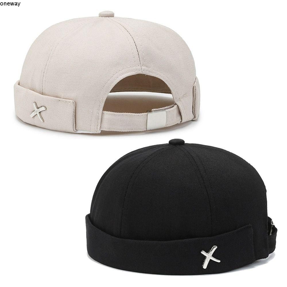 ONEWAY Brimless Docker หมวก,ผ้าฝ้ายสีทึบ Vintage Dome หมวก, Vintage ...
