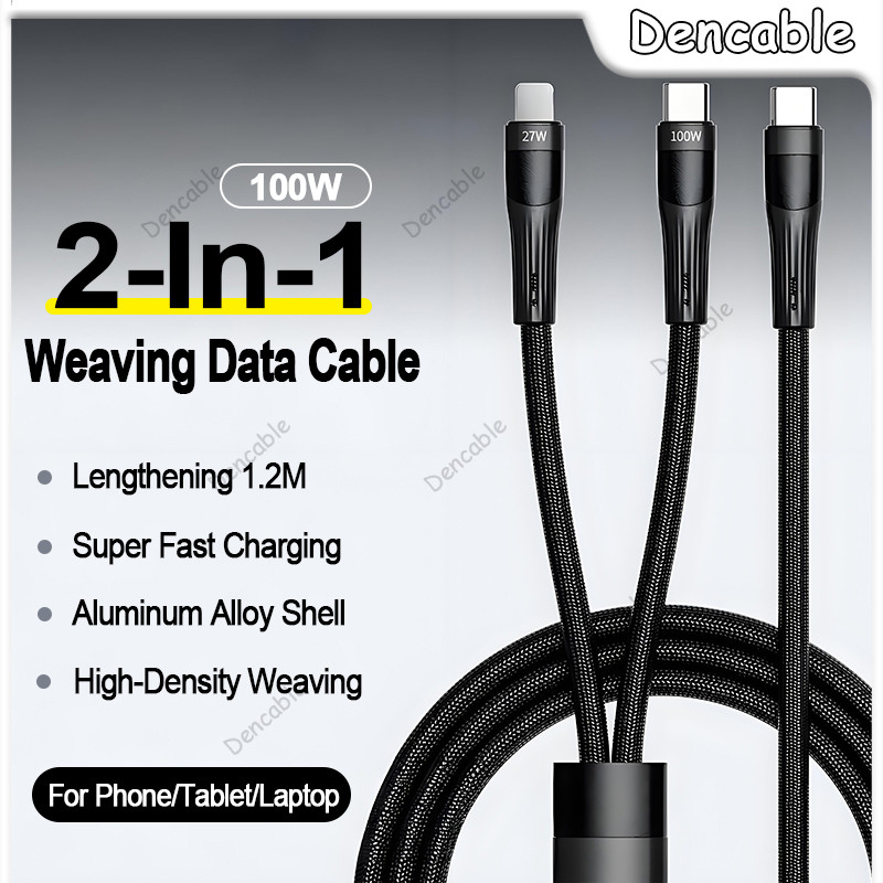 Multi-Functional 2-in-1 High-density Weaving Data Cable 100W High Power ...